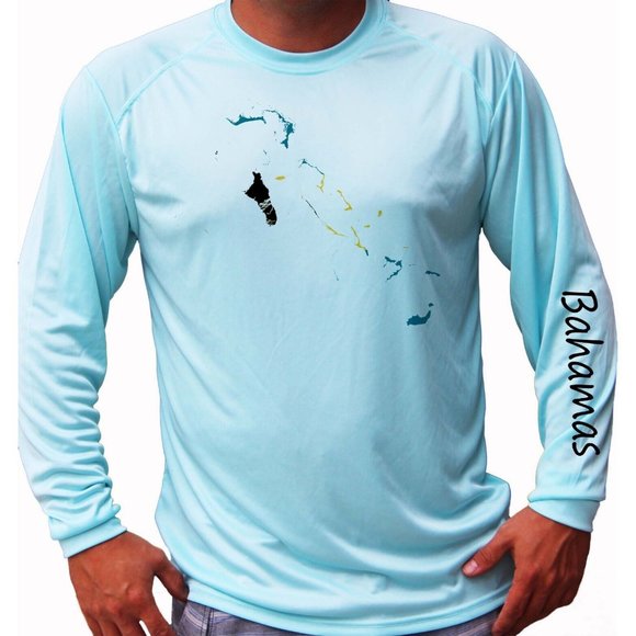 Shirts | New Bahamas Islands Flag Map Long Sleeve Upf 5 Tshirt Sport ...